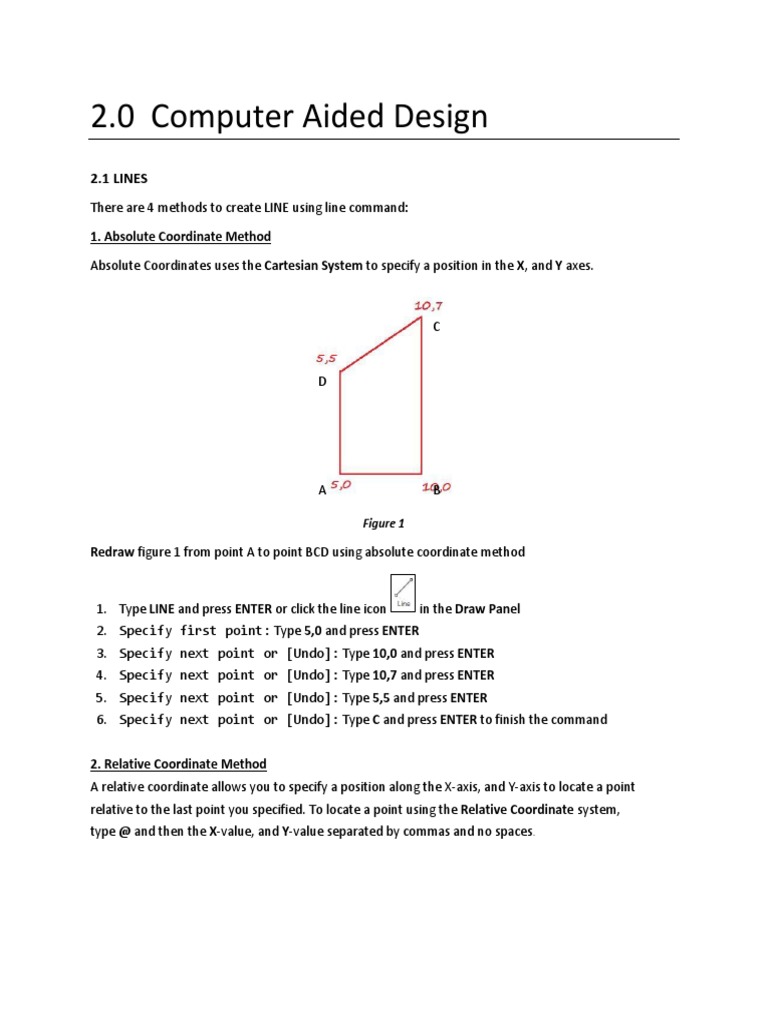 2.0 Computer Aided Design: 2.1 LINES | Download Free PDF | Cartesian ...