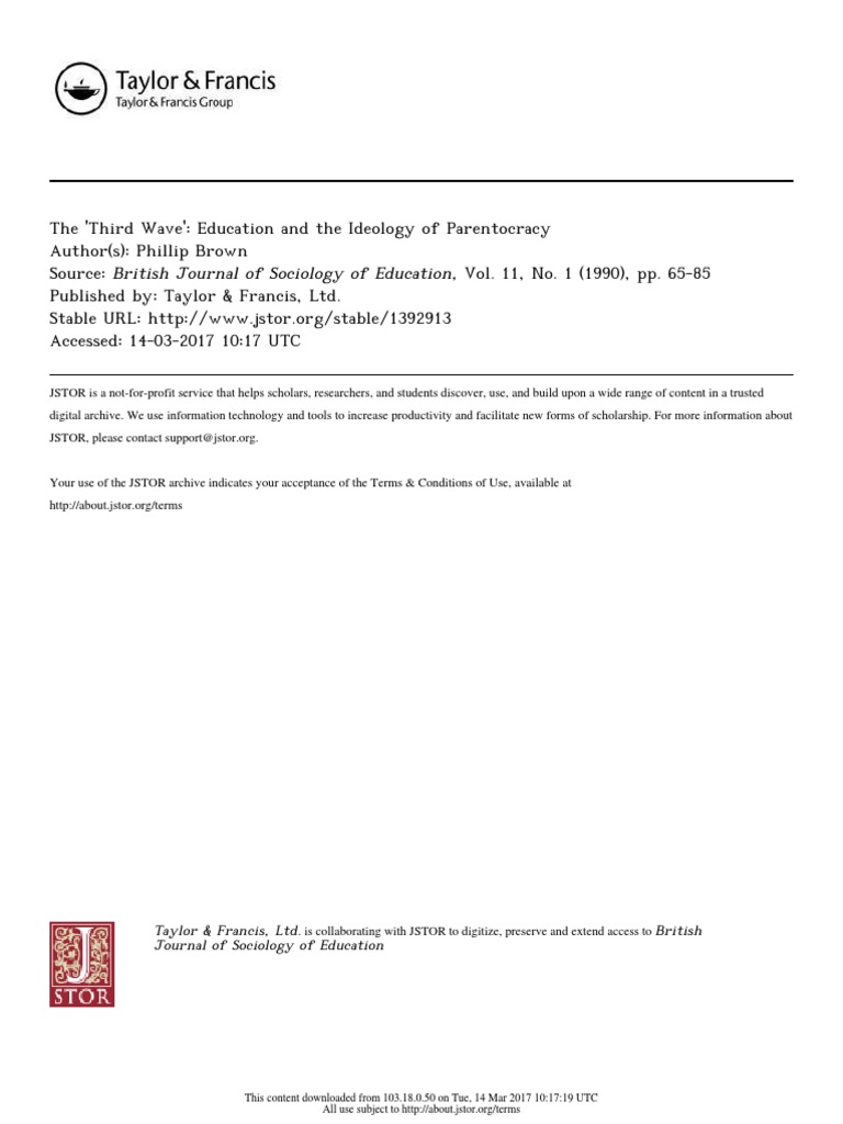 The Rise of Parentocracy in British Education and the Shift from Merit ...