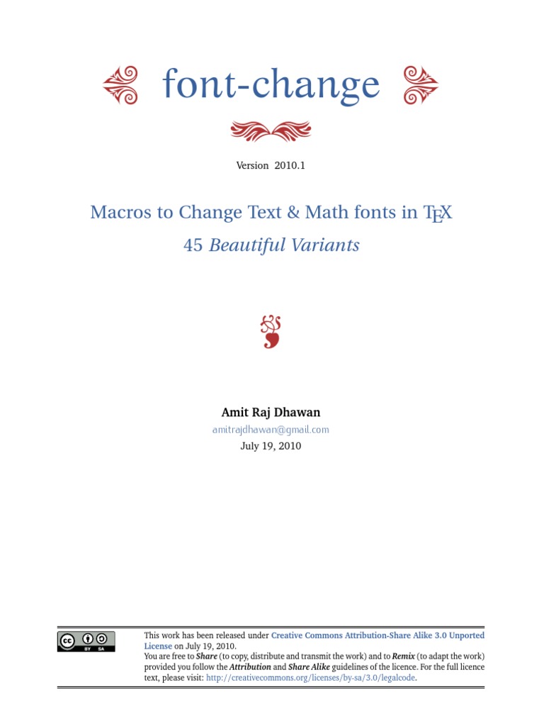 Font-Change: Macros To Change Text & Math Fonts in TeX - 45 Beautiful Variants - Amit Raj Dhawan ...