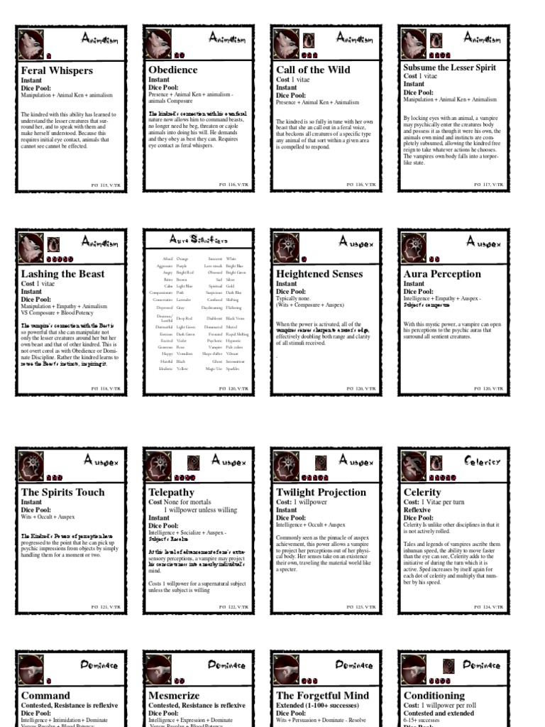 VTM Discipline Overview and Effects | PDF | Vampires | Magic (Paranormal)