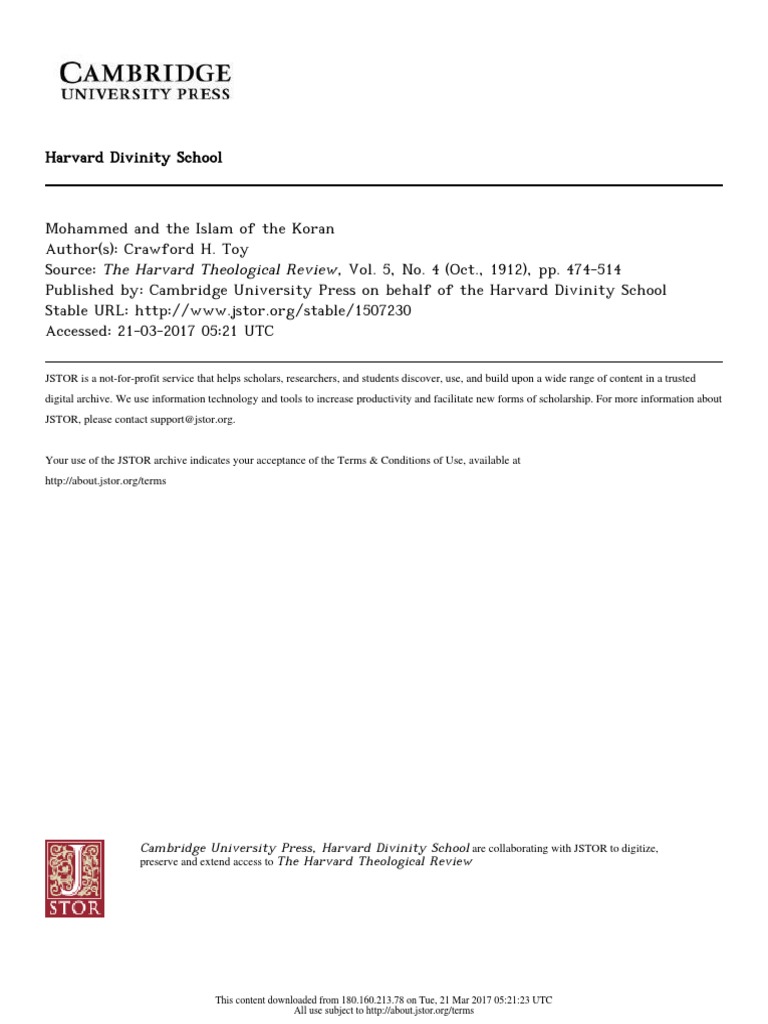 Cambridge University Press, Harvard Divinity School The Harvard ...