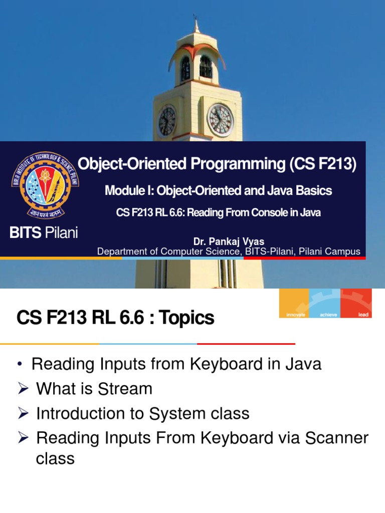 Object-Oriented Programming (CS F213) : BITS Pilani | PDF | Input/Output | Java (Programming ...