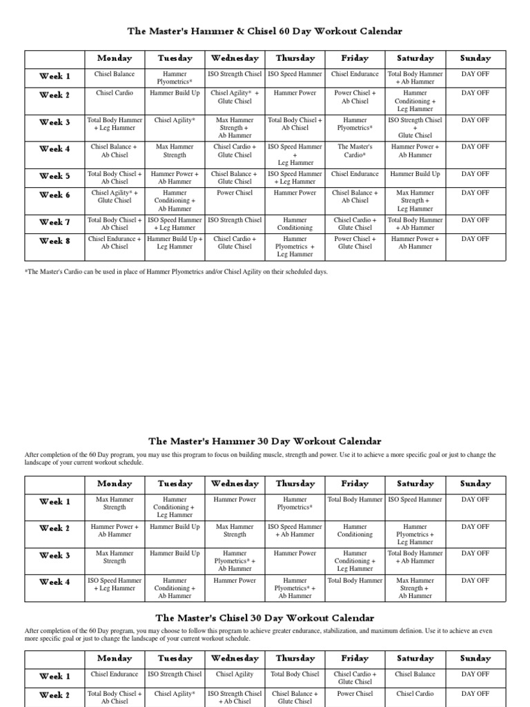 Workout Calendars | PDF | Physical Exercise | Recreation