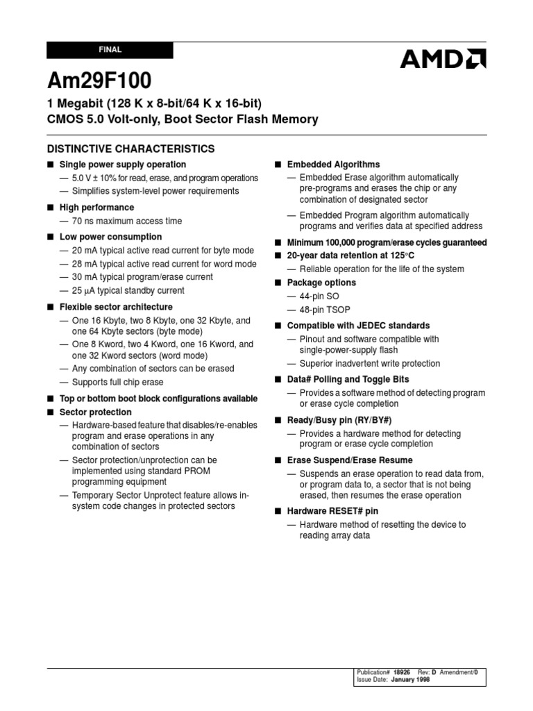 AM29F100 | PDF | Flash Memory | Input/Output