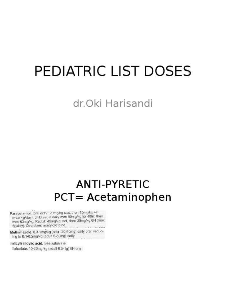 DR - Oki-Pediatric List Doses | PDF