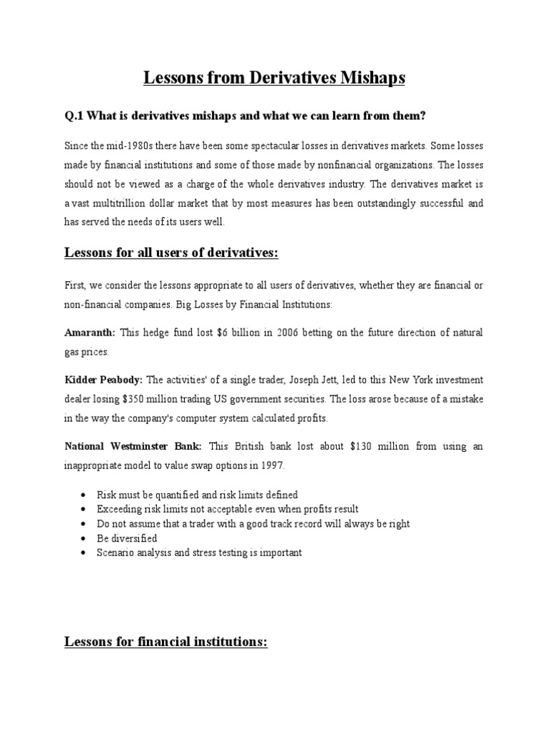 Assignment 3 Lessons From Derivatives Mishaps | PDF | Derivative ...