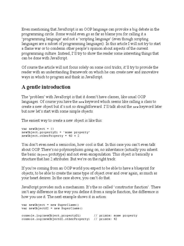 Oop History Pdf Object Oriented Programming Java Script