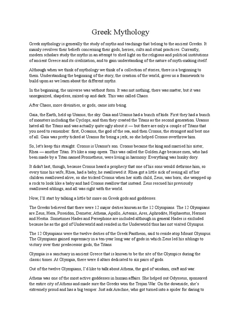 Greek Mythology | PDF | Twelve Olympians | Zeus