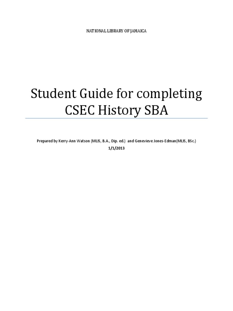 CSEC History SBA Student Guide | PDF | Primary Sources | Citation