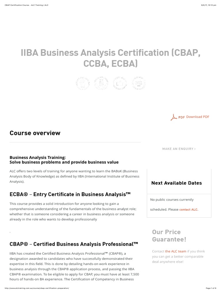 CBAP Certification Course - ALC Training - ALC PDF | PDF | Test ...