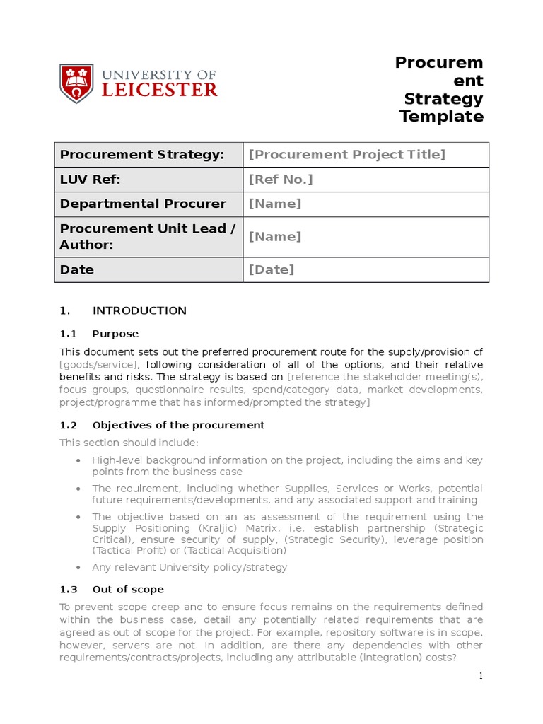 Procurement Strategy Template V0.29reformatted New Logo | PDF ...