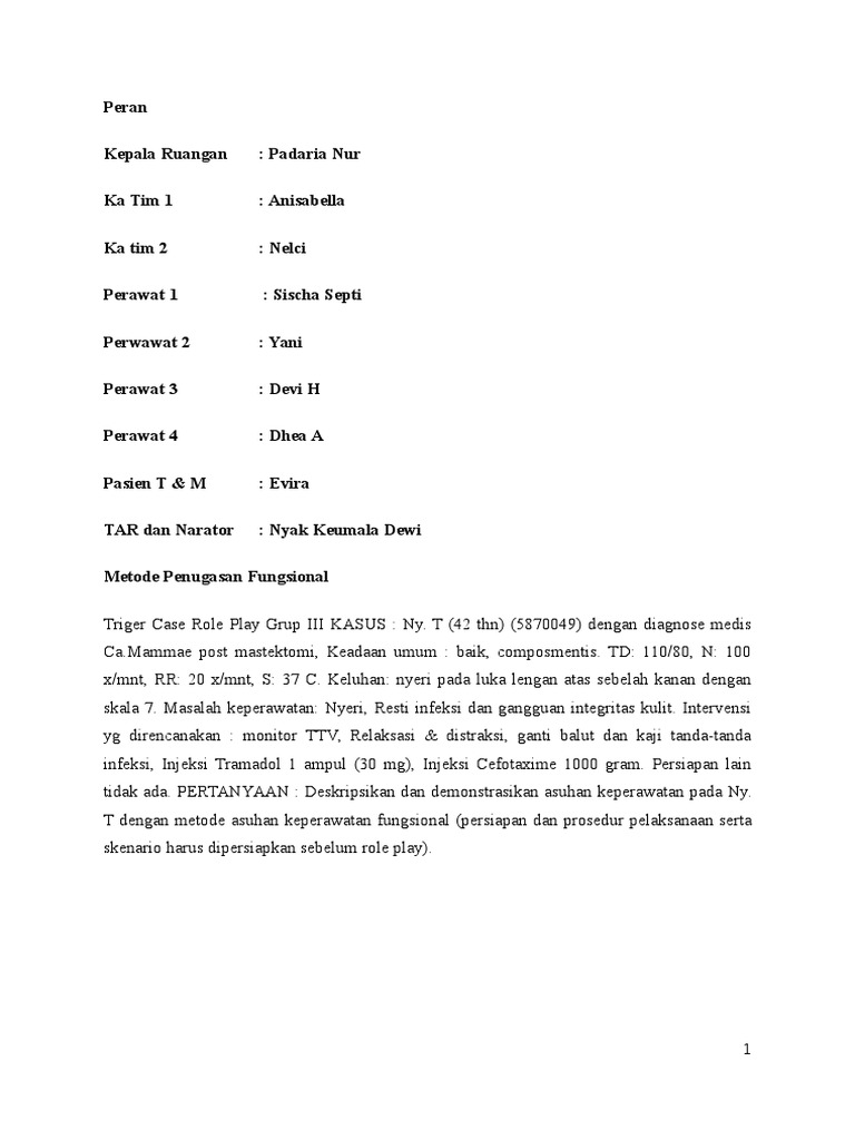 Naskah Roleplay Mankep Metode Fungsional | PDF | Kesehatan Holistik