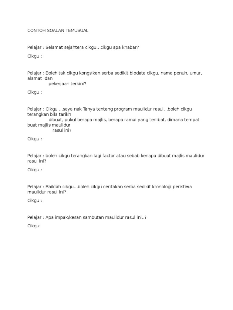 Contoh Soalan Temubual | PDF