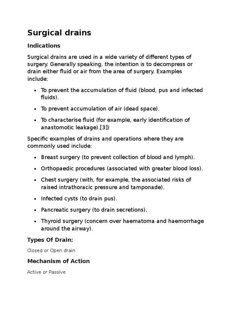 Surgical Drain Uses & Types | PDF | Medical Specialties | Clinical Medicine