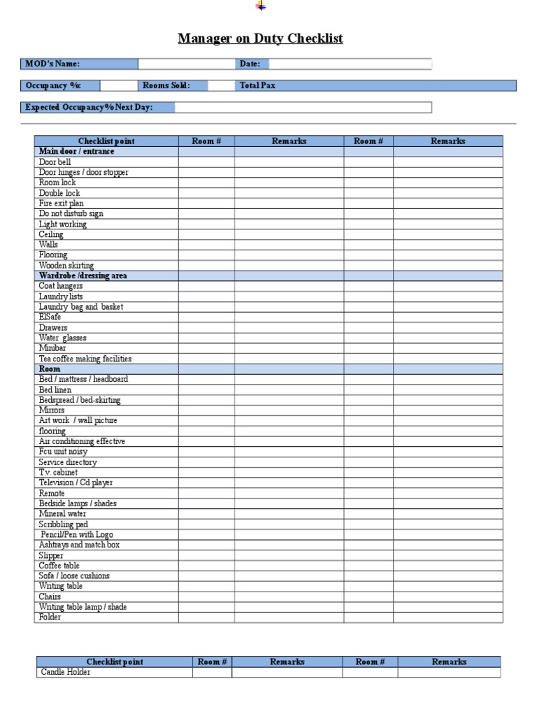 MOD Checklist | PDF | Bathroom | Room