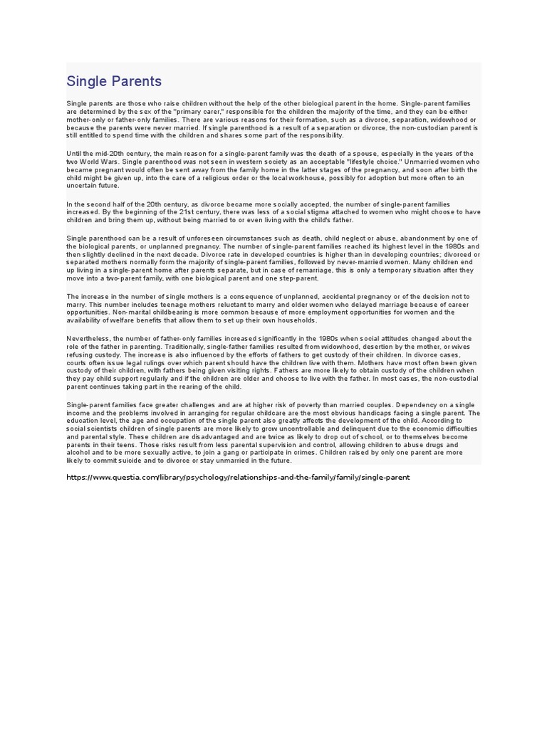 Single Parents | PDF | Single Parent | Parenting