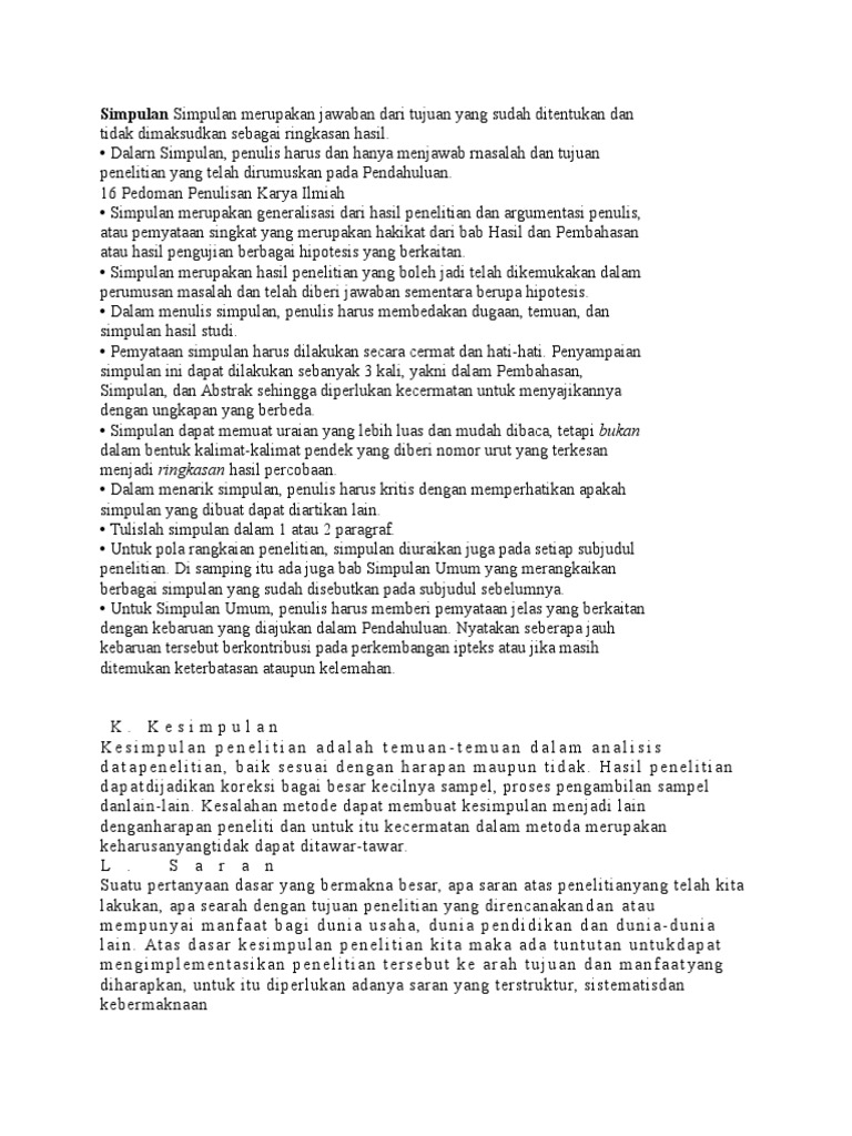 Simpulan Simpulan Merupakan Jawaban Dari Tujuan Yang Sudah Ditentukan ...