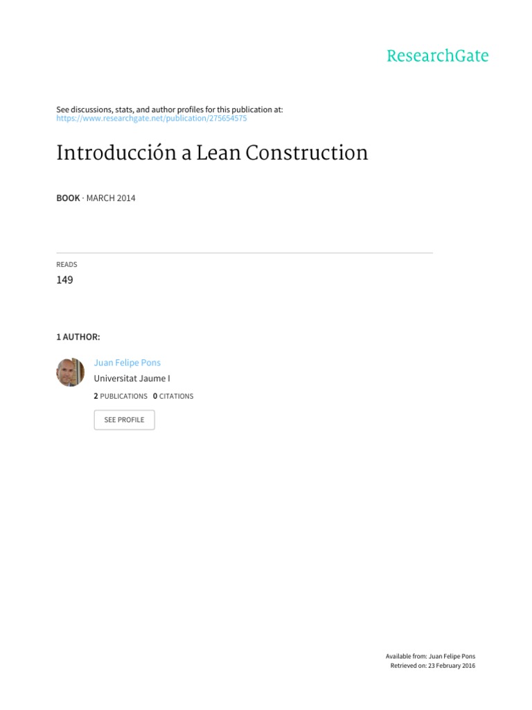 Introduccion Al Lean Construction | PDF | Calidad (comercial) | Industrias