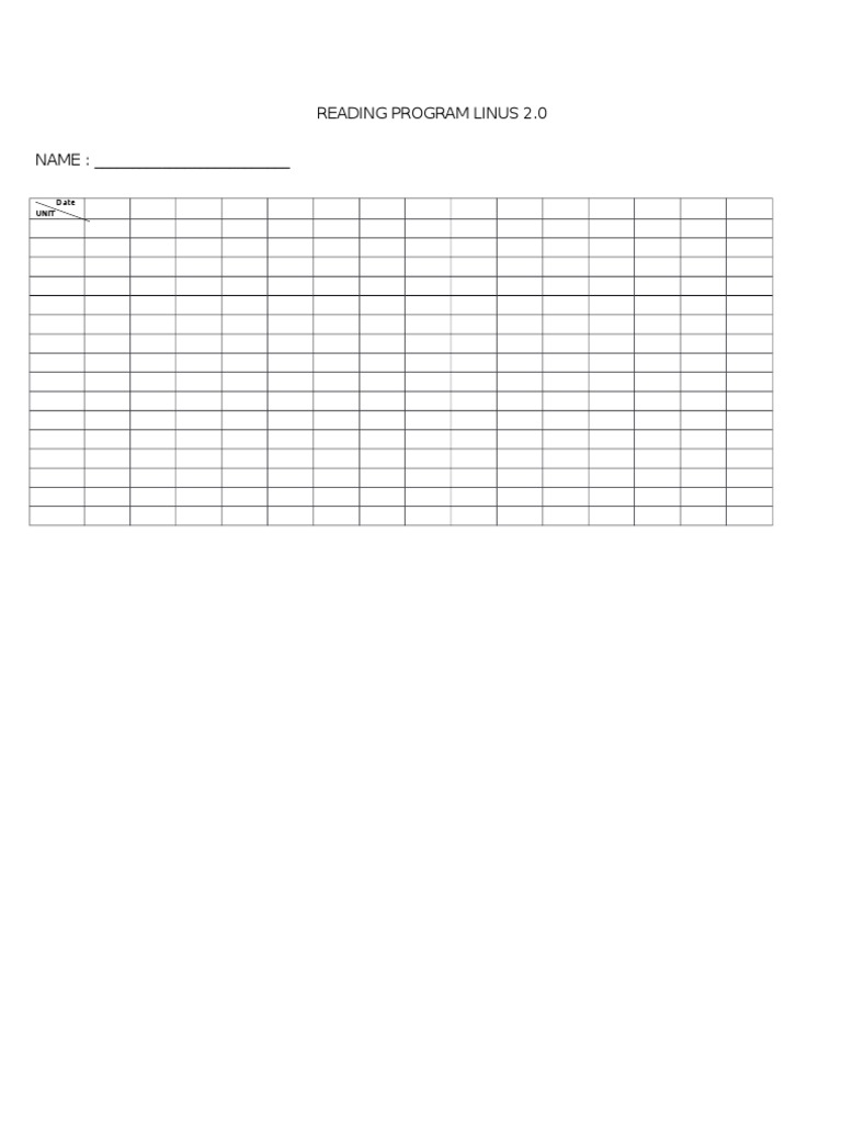Reading Program Linus 2.0 NAME: - : Date Unit | PDF