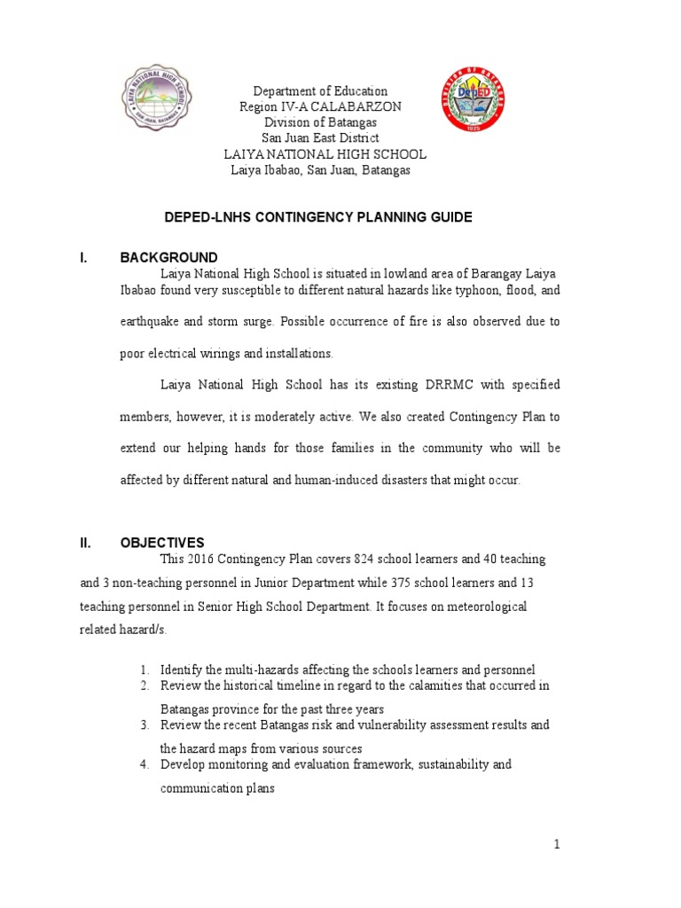 Contingency Plan New | Natural Hazards | Flood