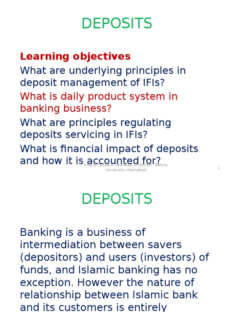 Deposits Management | PDF | Deposit Account | Islamic Banking And Finance