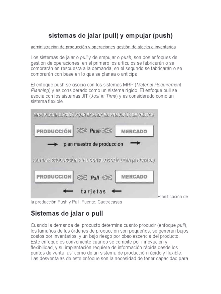 Jalar (Pull) y Empujar (Push) | PDF | Inventario | Producción y fabricación