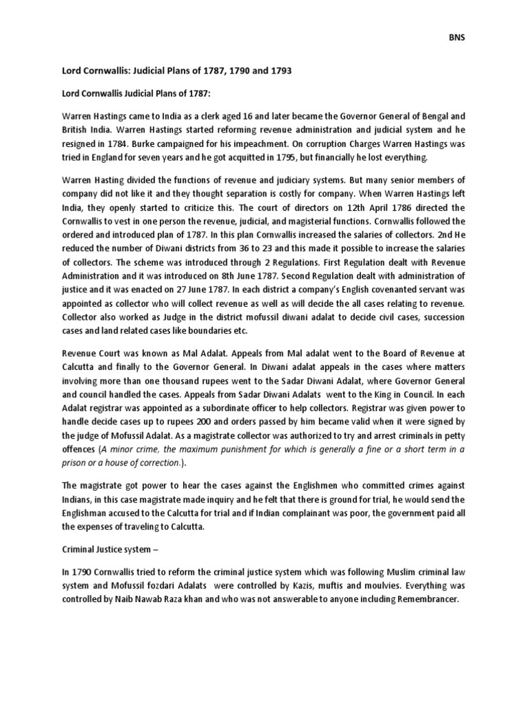 Cornwallis Judicial Reforms of 1793 | PDF | Judiciaries | Magistrate