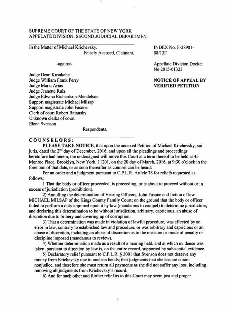 Article 78 Petition Under Duress | PDF | Discovery (Law) | Contempt Of ...