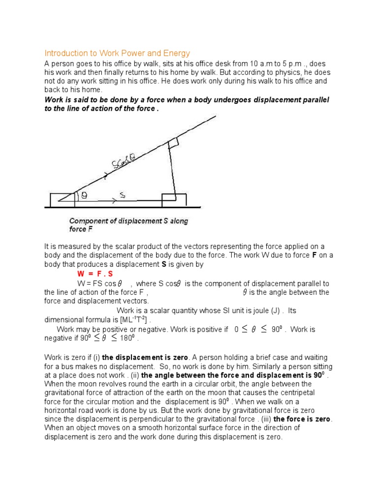 Introduction To Work Power and Energy | PDF | Power (Physics) | Force