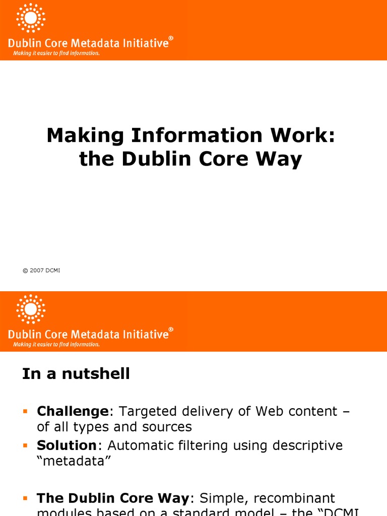 Dublin Core overview 2007 | Metadata | Software