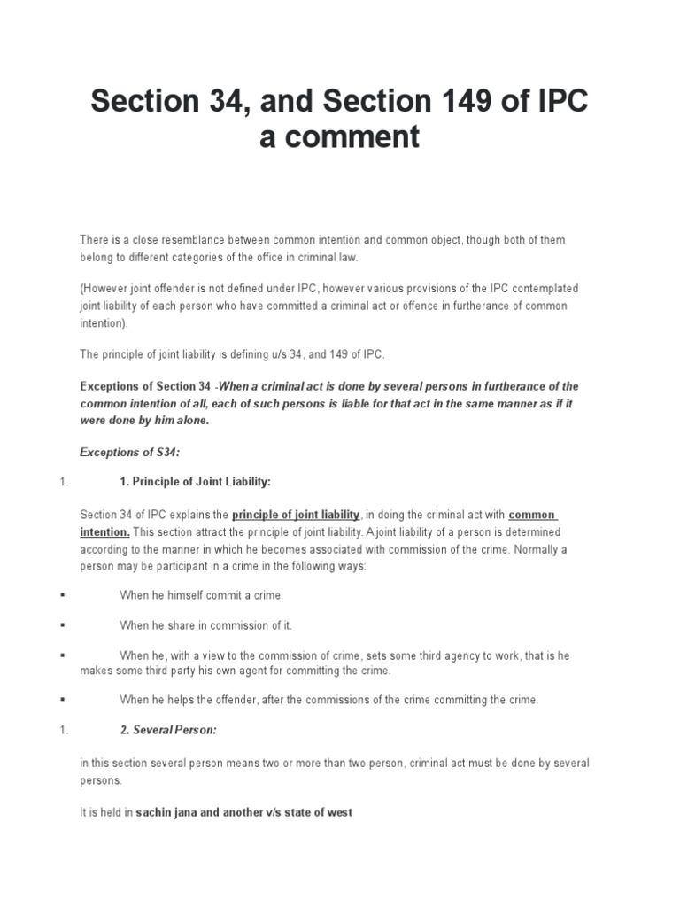 Section 34 | Vicarious Liability | Crimes