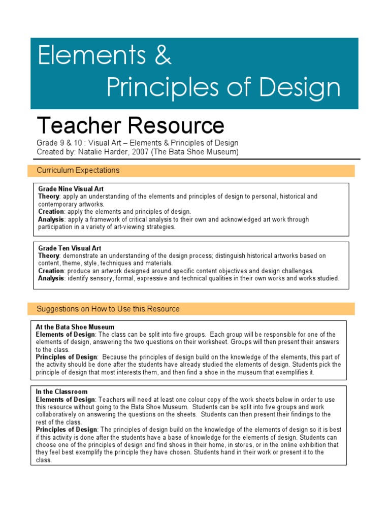 Gr. 9-10 Visual Arts - Elements of Design | PDF | Design | Drawing