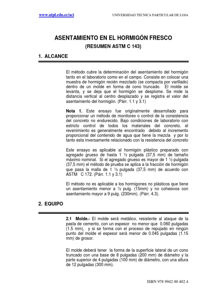 Resumen ASTM C143 PDF | PDF | Hormigón | Science