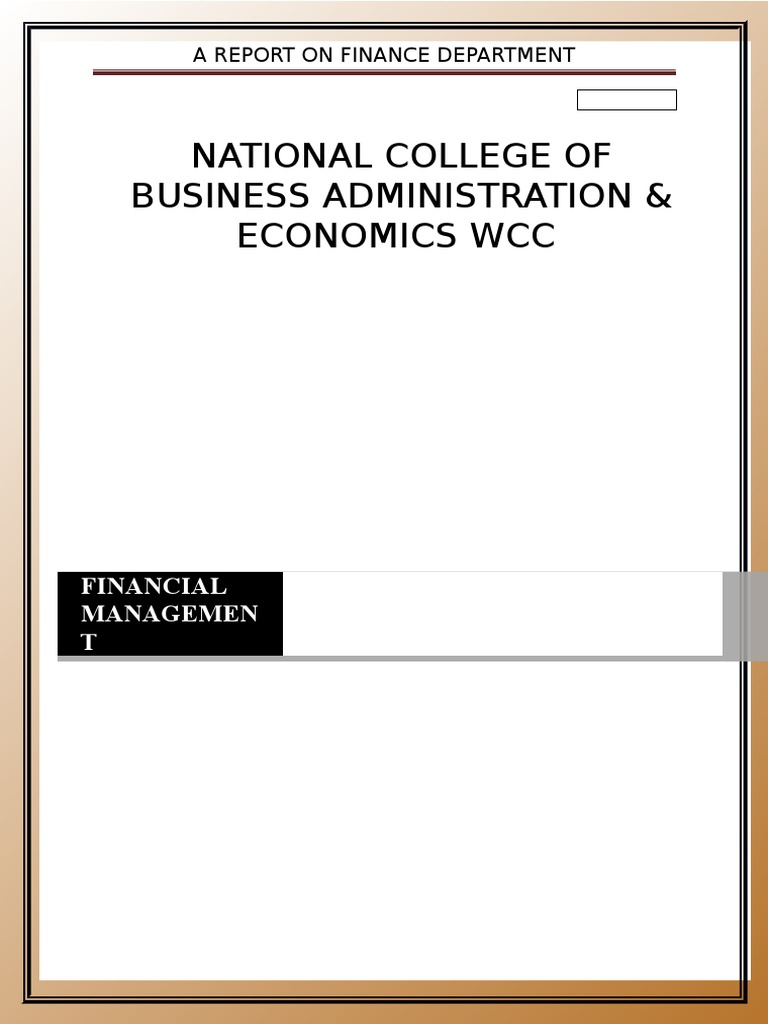 National College of Business Administration & Economics WCC: A Report ...