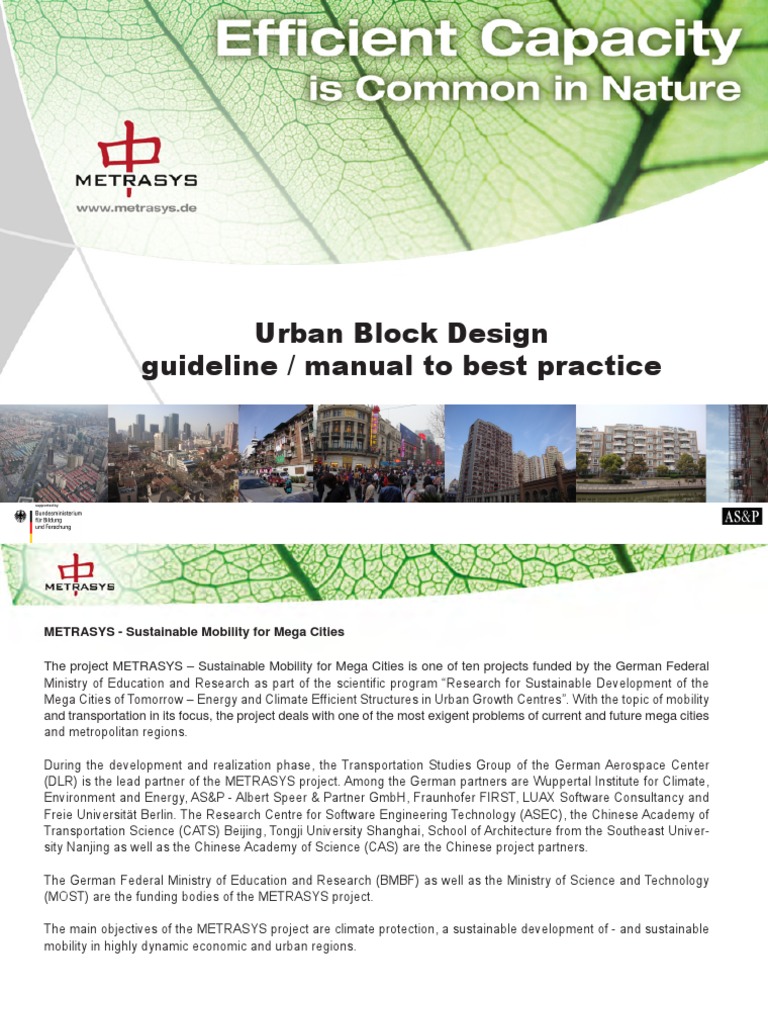 Urban Block Design Guideline / Manual To Best Practice: Supported by | PDF
