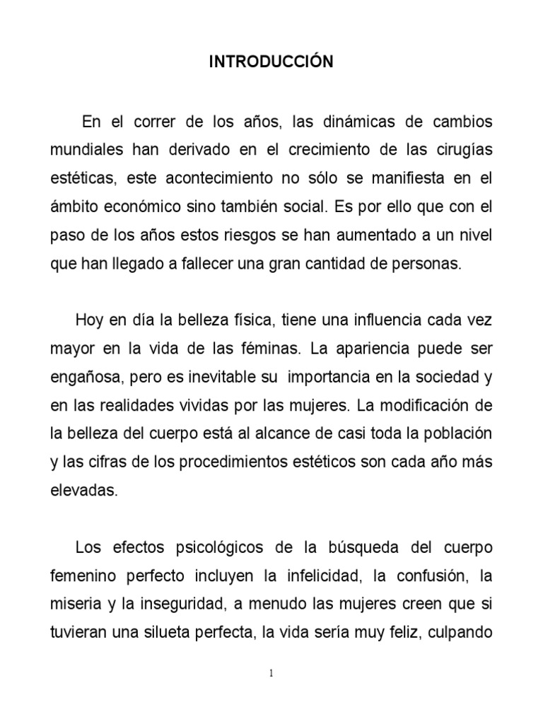 Relacion de La Cirugía Estética Con Los Niveles de Autoestima y ...