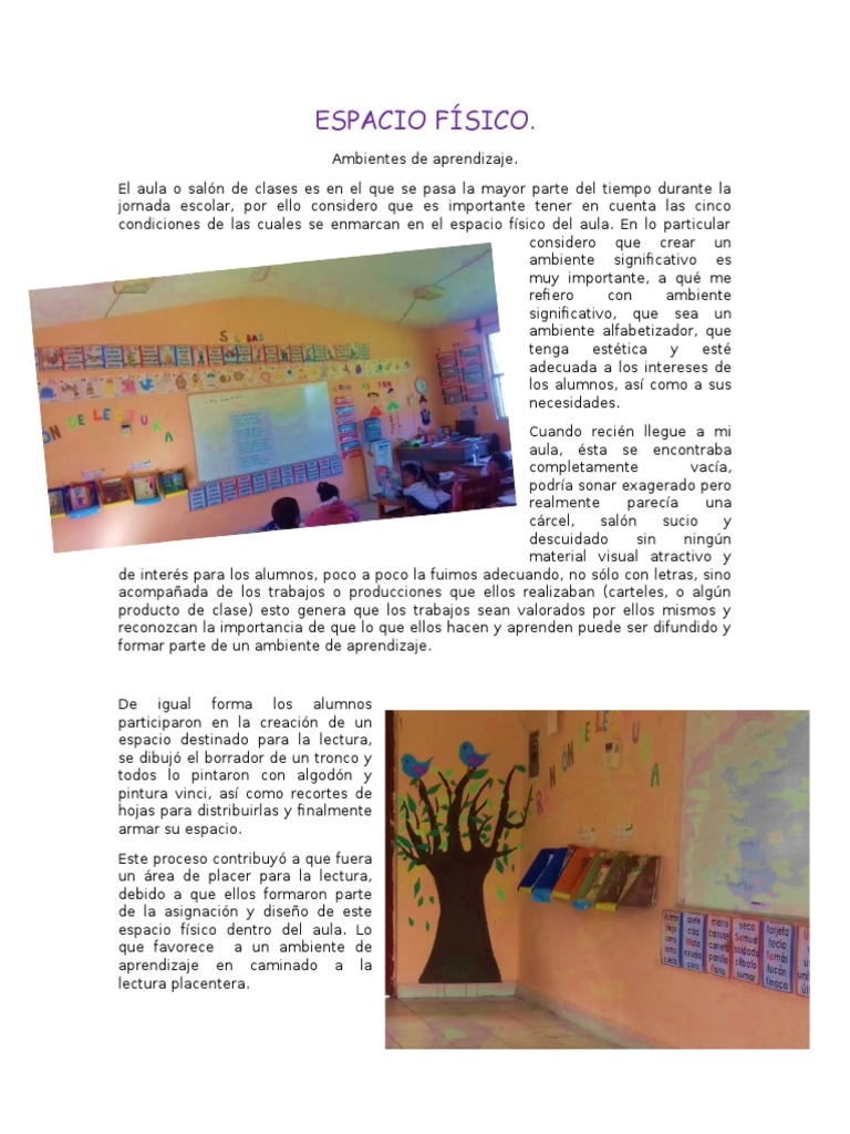 Espacio Físico | PDF | Salón de clases | Aprendizaje