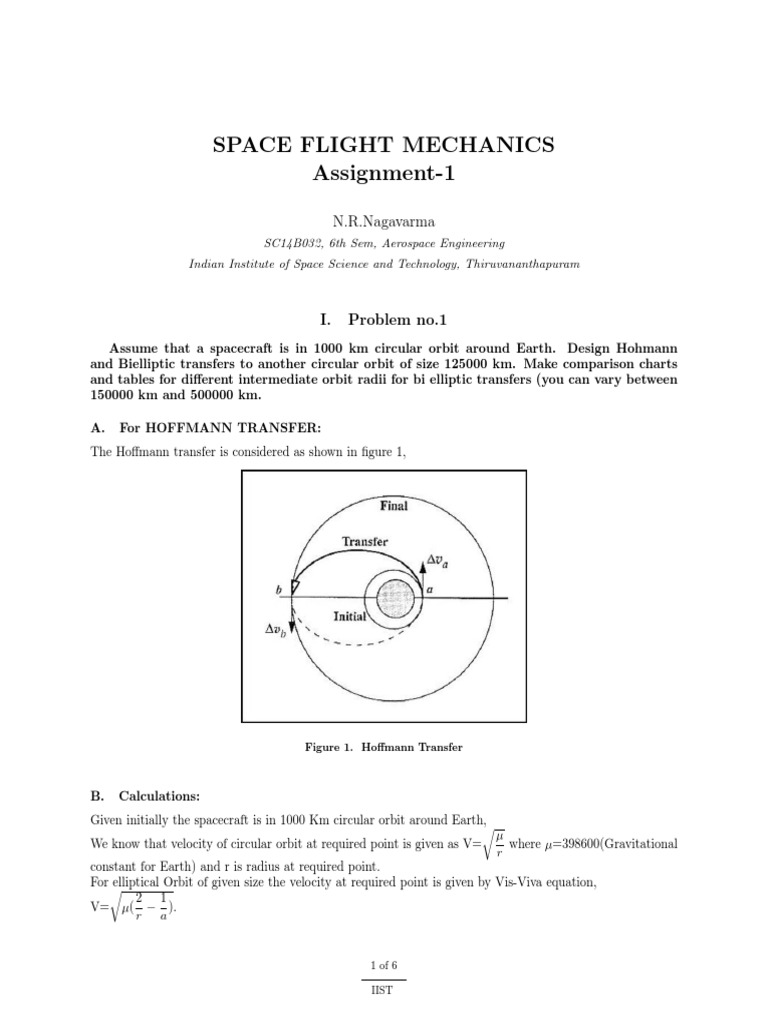 Space Flight Mechanics Assignment-1: N.R.Nagavarma | PDF | Gravitation ...
