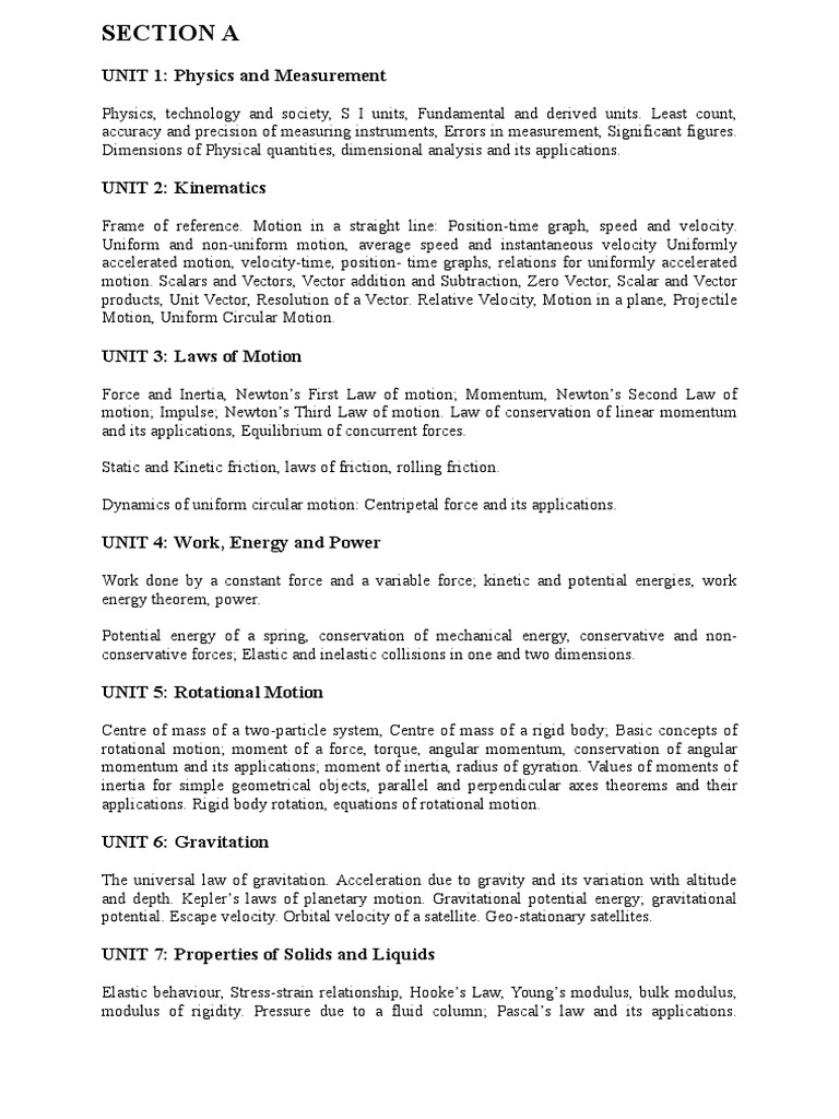 UNIT 1: Physics and Measurement | PDF | Teaching Methods & Materials | Science & Mathematics