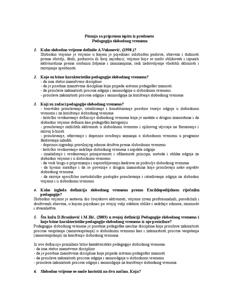 Pitanja Za Ispit | PDF