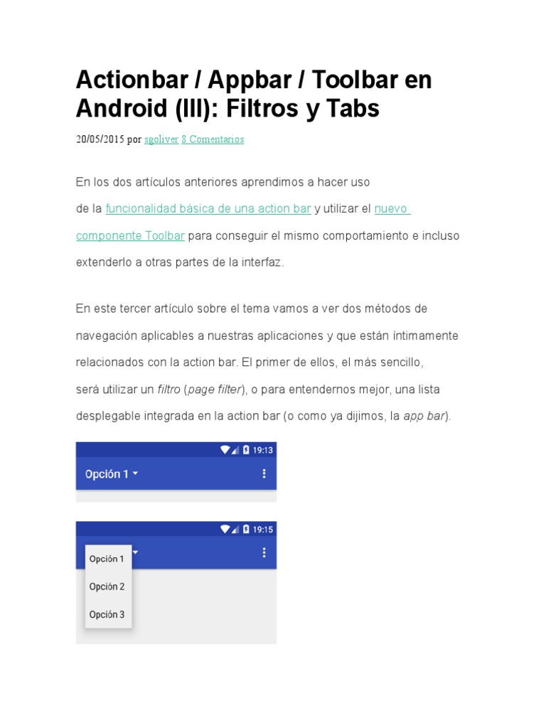 Actionbar Appbar Toolbar en Android (III) Filtros y Tabs | PDF | Android (sistema operativo ...