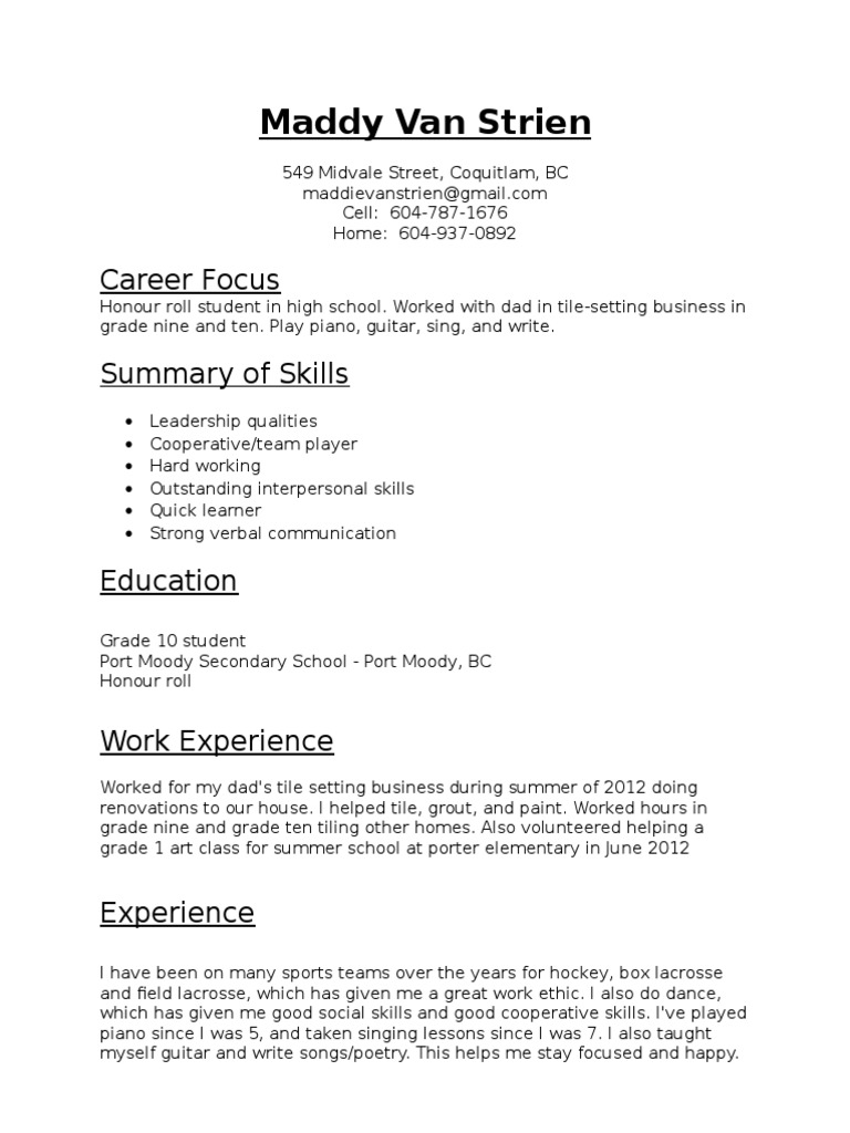 Maddy Van Strien - Resume | PDF