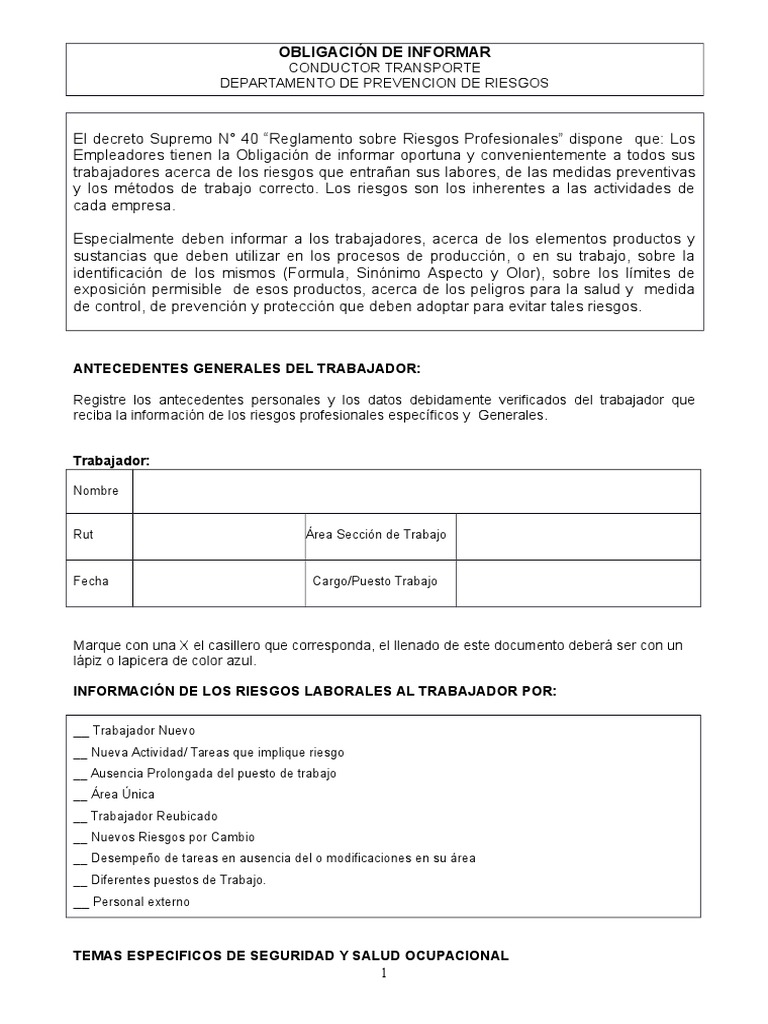 Formato ODI Conductor | PDF | Salud y bienestar | Medicina