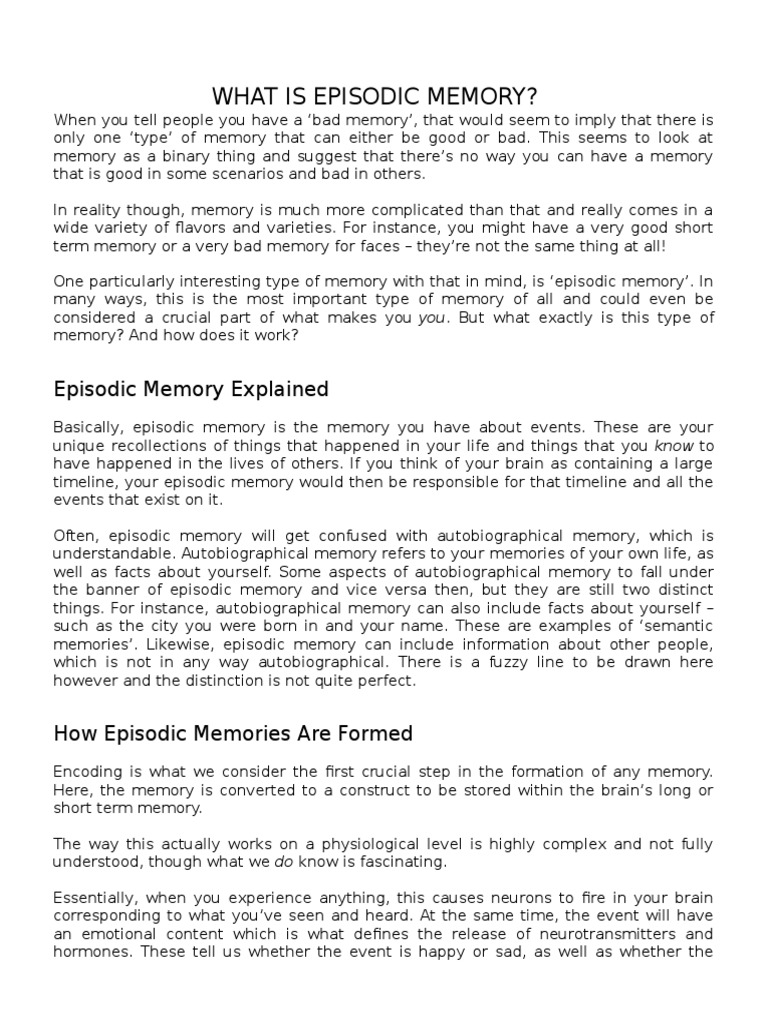 What Is Episodic Memory | PDF | Memory | Hippocampus