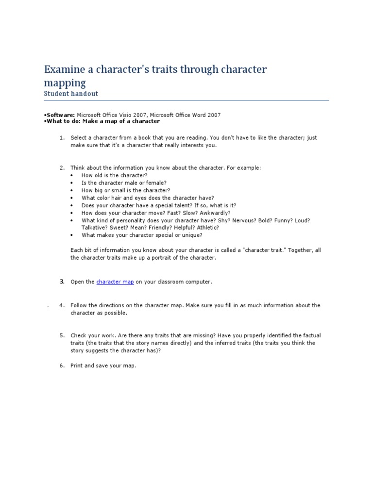 ExamineACharacterTraits StudentHandout | PDF | Career & Growth | Self ...