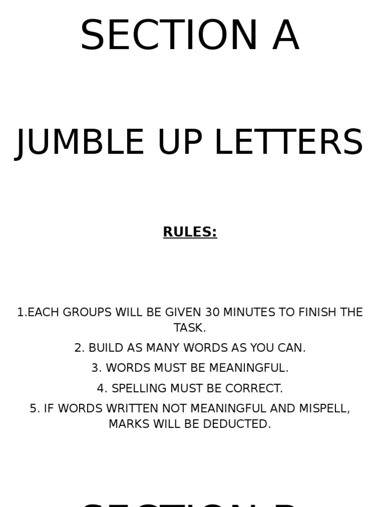 Section A: Jumble Up Letters | PDF