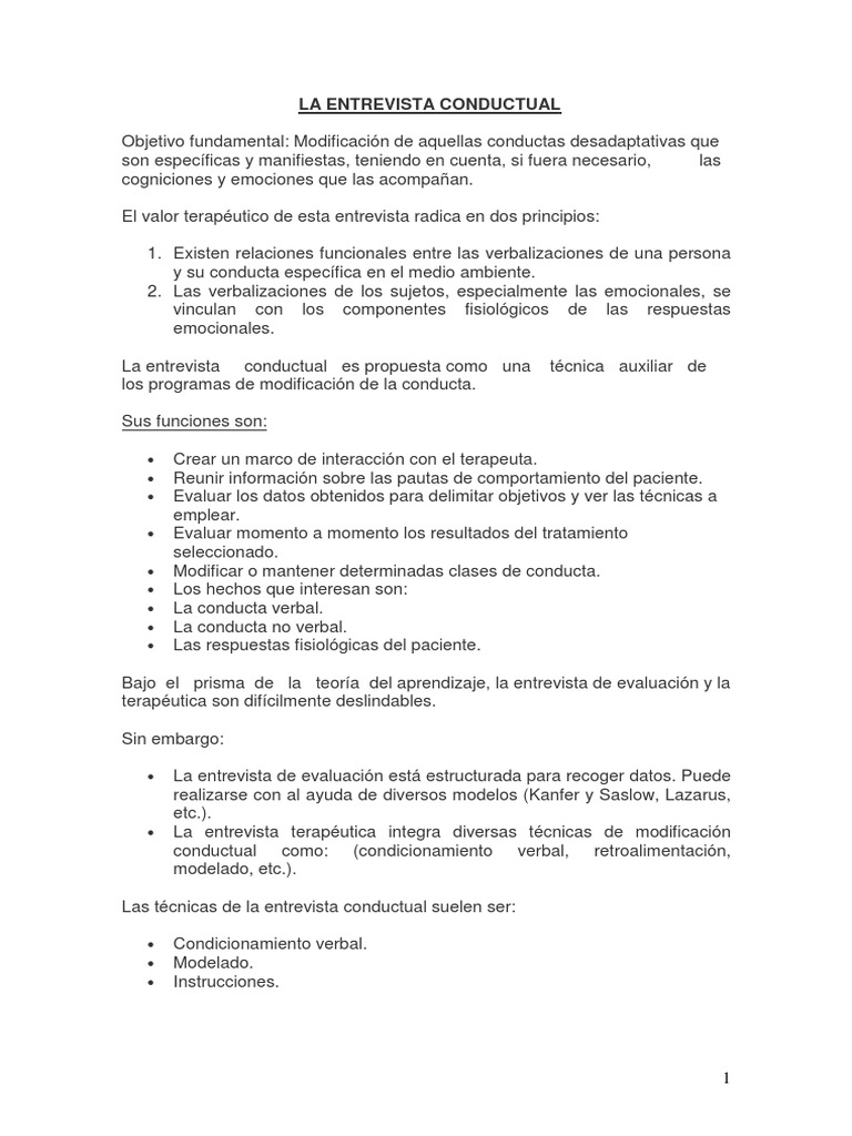 La Entrevista Conductual | PDF | Comportamiento | Las emociones