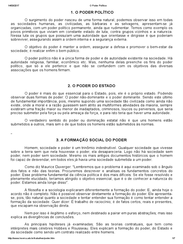 O Poder Político.pdf 3 | PDF | Poder (social e político) | Legitimidade ...