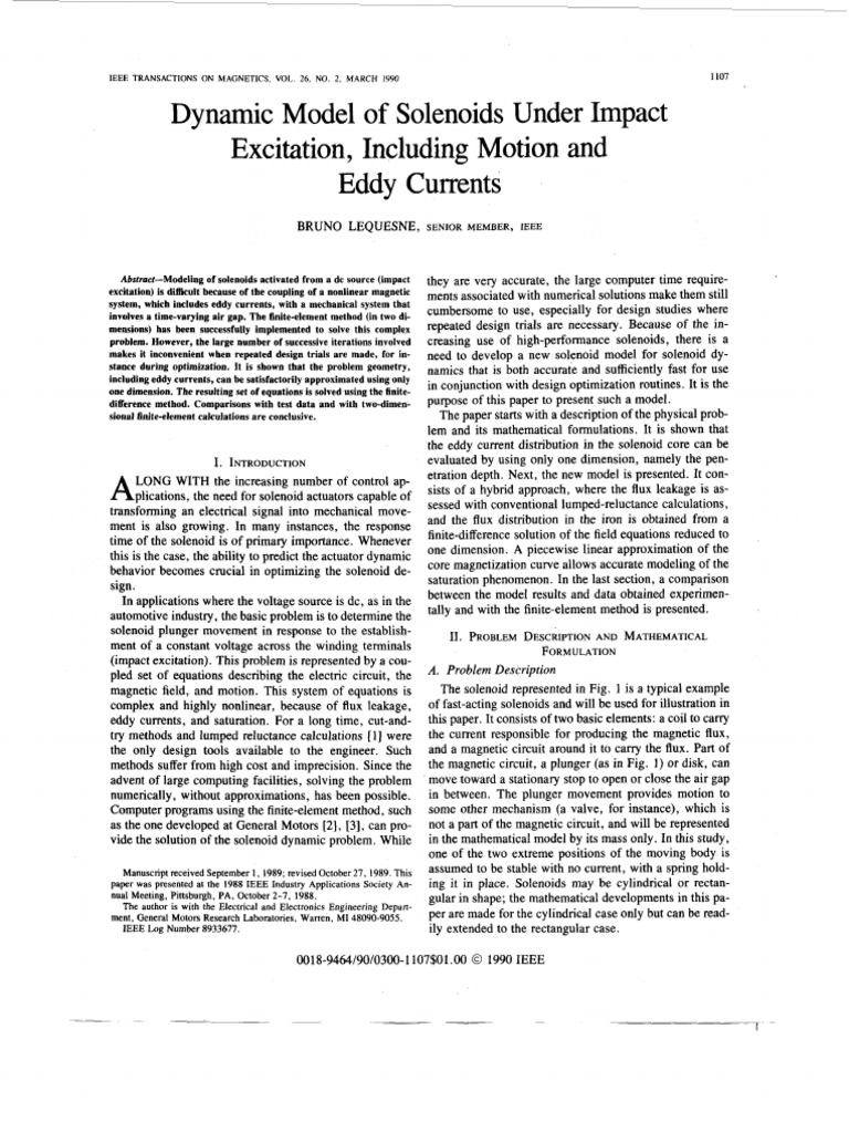 Dynamic Model of Solenoids Under Impact Excitation, Including Motion ...