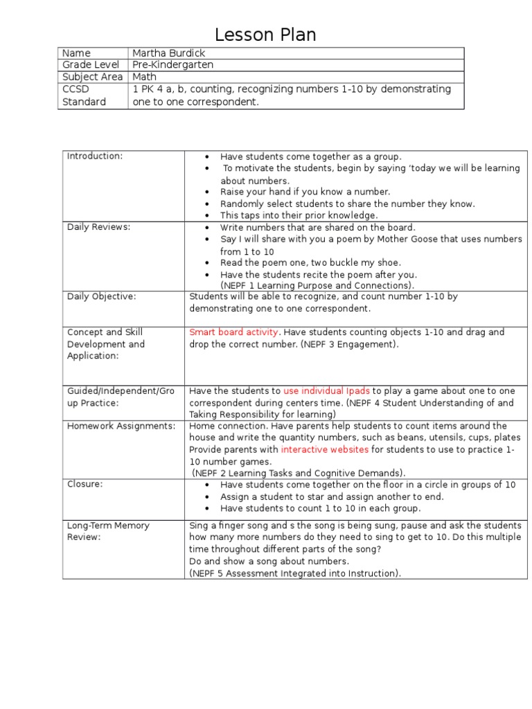 Lesson Plan | PDF | Lesson Plan | Homework